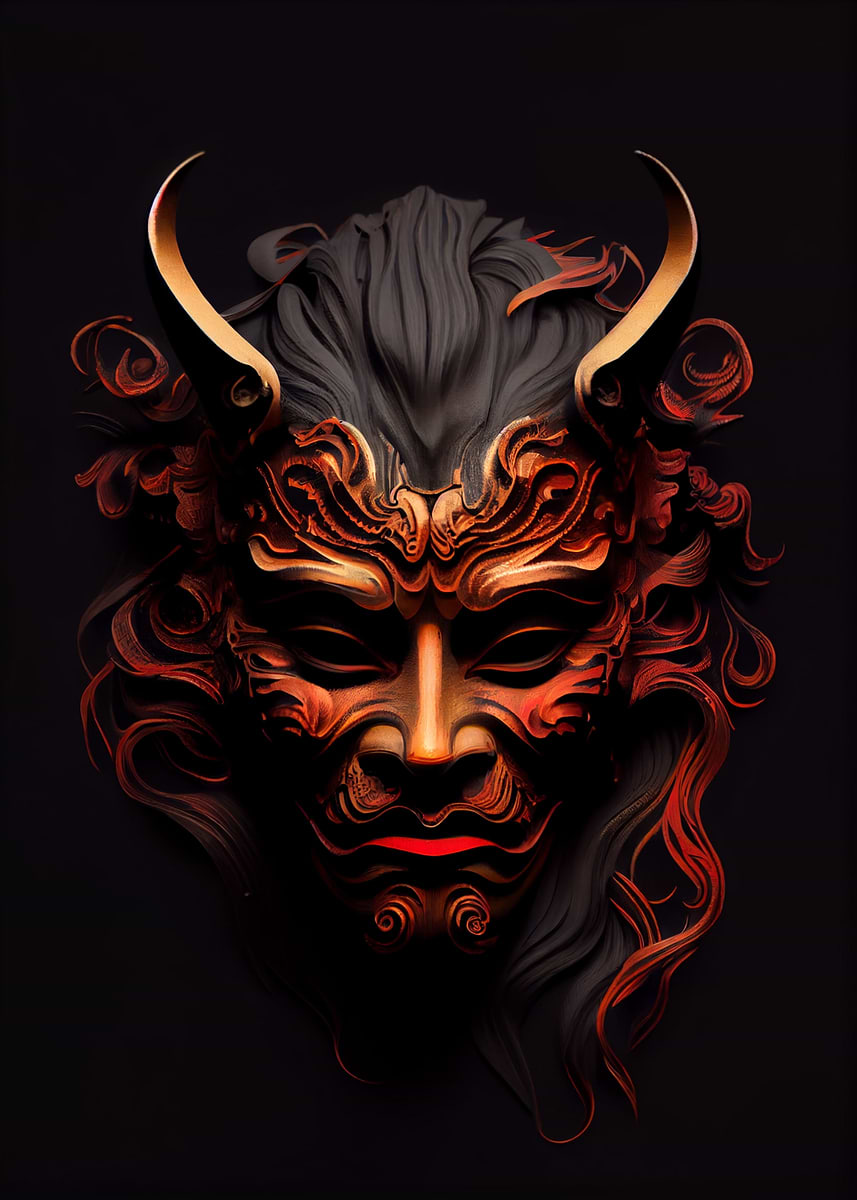 'Namahage Face Mask' Poster, picture, metal print, paint by mcmtdesigns | Displate