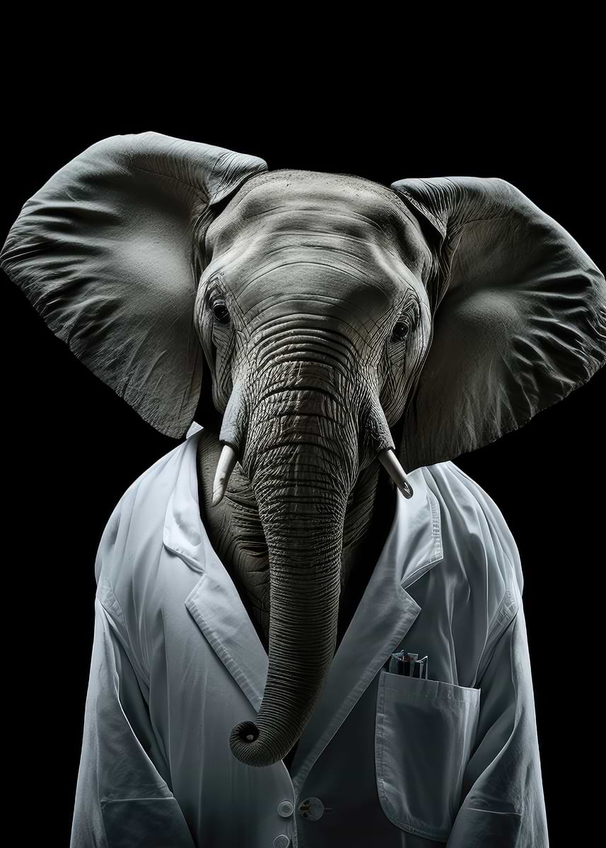 'Doctor Elephant' Poster, picture, metal print, paint by Dr Picture ...
