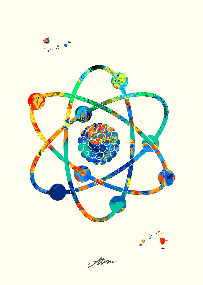 'Atom' Poster, picture, metal print, paint by Vincent Vorce | Displate