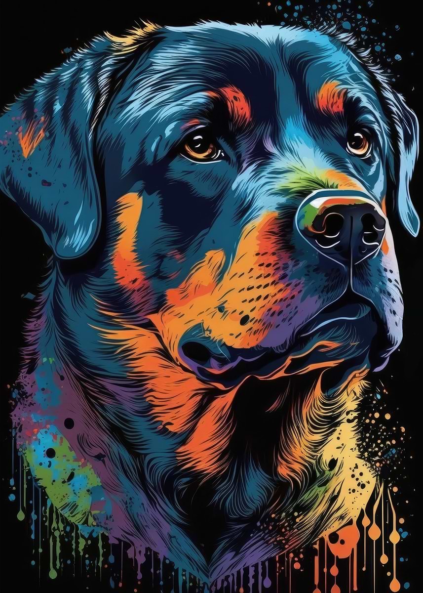 'Rottweiler Style 2' Poster, picture, metal print, paint by murtzart ...