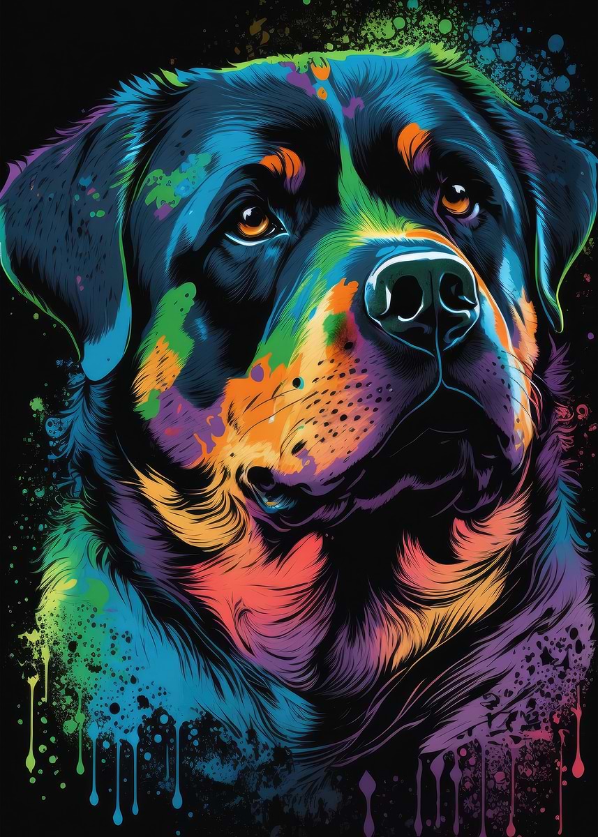 'Rottweiler Style 4' Poster, picture, metal print, paint by murtzart ...