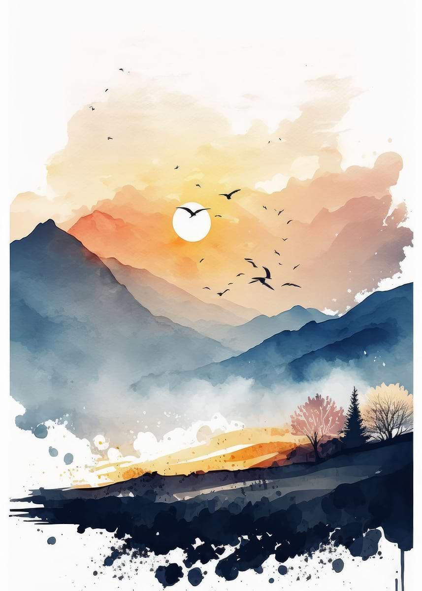 'Watercolor Naturescape ' Poster, picture, metal print, paint by ...