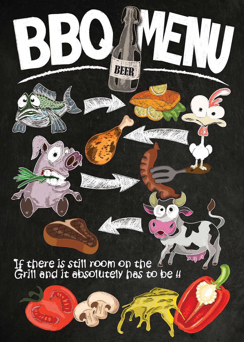 'BBQ Menu Barbecue Rules' Poster, picture, metal print, paint by Annett ...