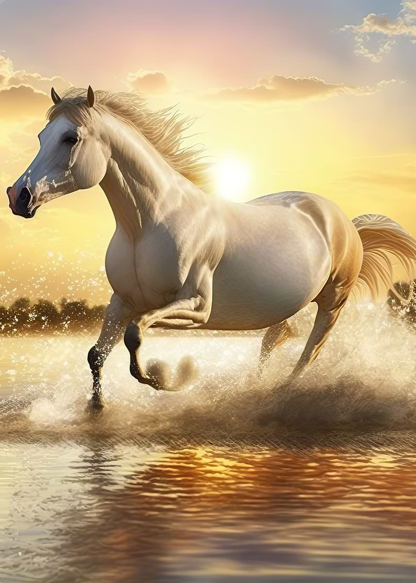 'Hoerse white Animal' Poster, picture, metal print, paint by Silhouette ...