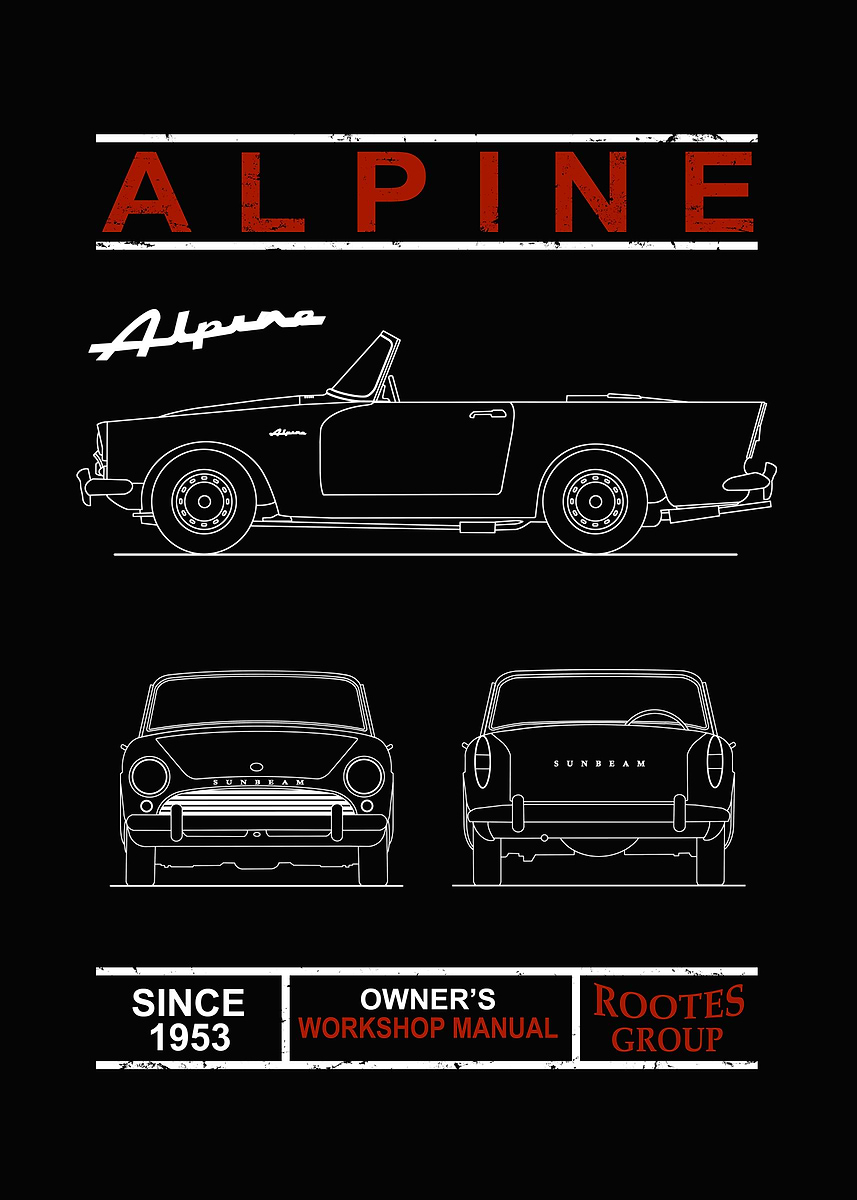 'Blueprint of the Alpine' Poster, picture, metal print, paint by ...