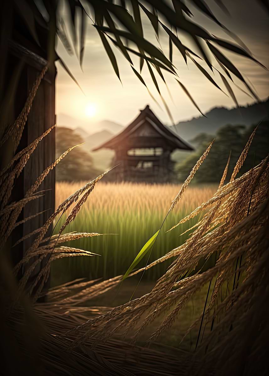 'Rice Farm in Rural Japan' Poster, picture, metal print, paint by ...