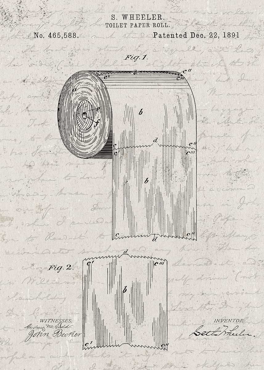 'Toil paper TP Patent' Poster, picture, metal print, paint by Uber ...