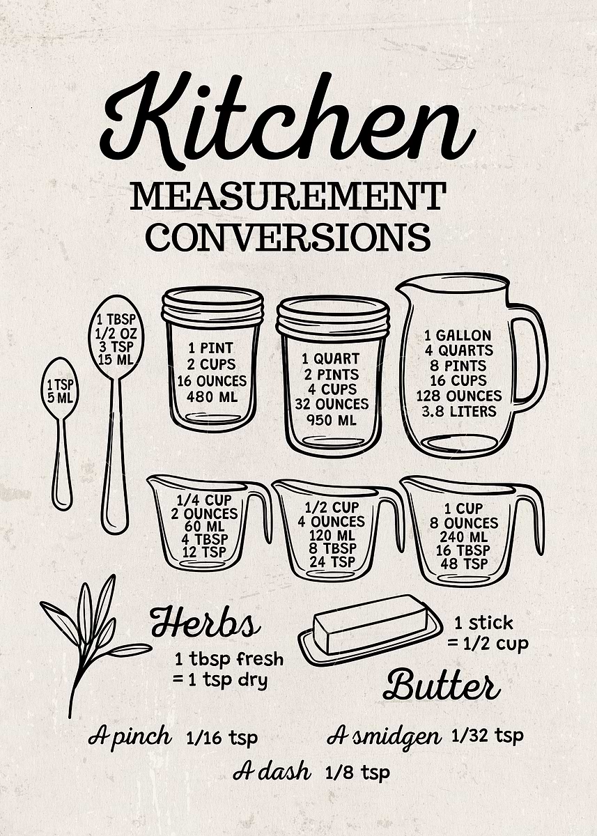 'Kitchen measurements' Poster, picture, metal print, paint by Uber ...