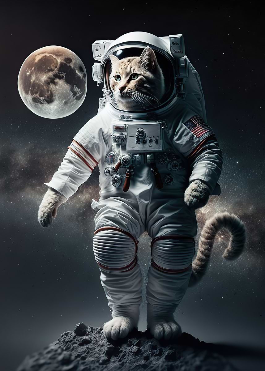 'Astronaut Cat in space' Poster, picture, metal print, paint by Ahmet ...