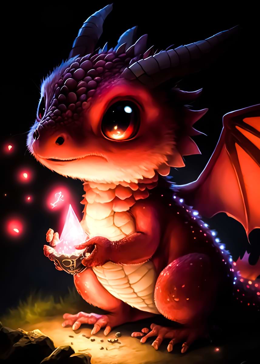 'baby dragon' Poster, picture, metal print, paint by Anime Manga Magic ...
