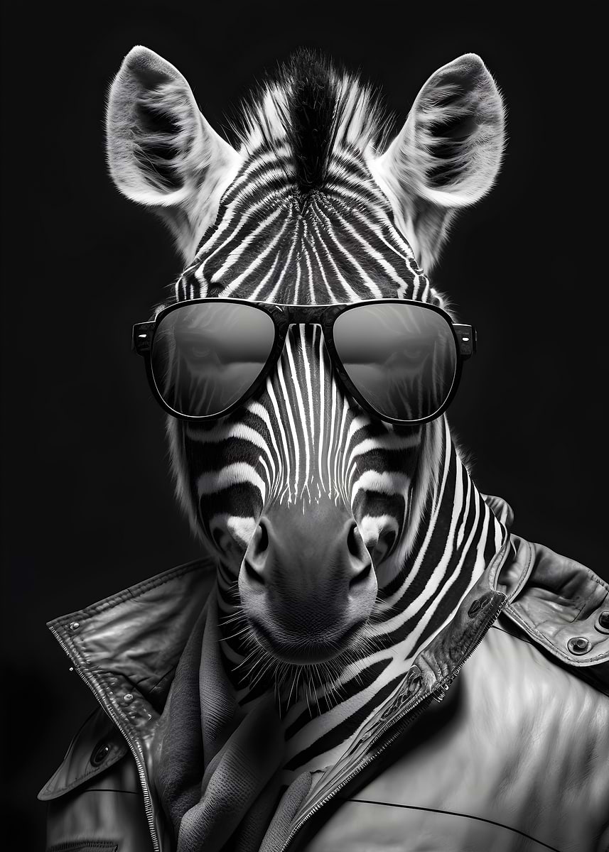 'cool zebra modern black' Poster, picture, metal print, paint by mk ...