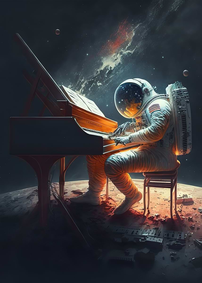 'Piano in space ' Poster, picture, metal print, paint by Ahmet Thorpe ...