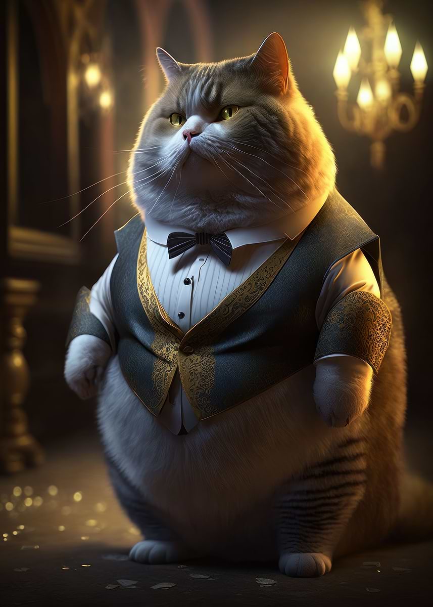 'Fat Cat Stylish Suit' Poster, picture, metal print, paint by Zenz ...