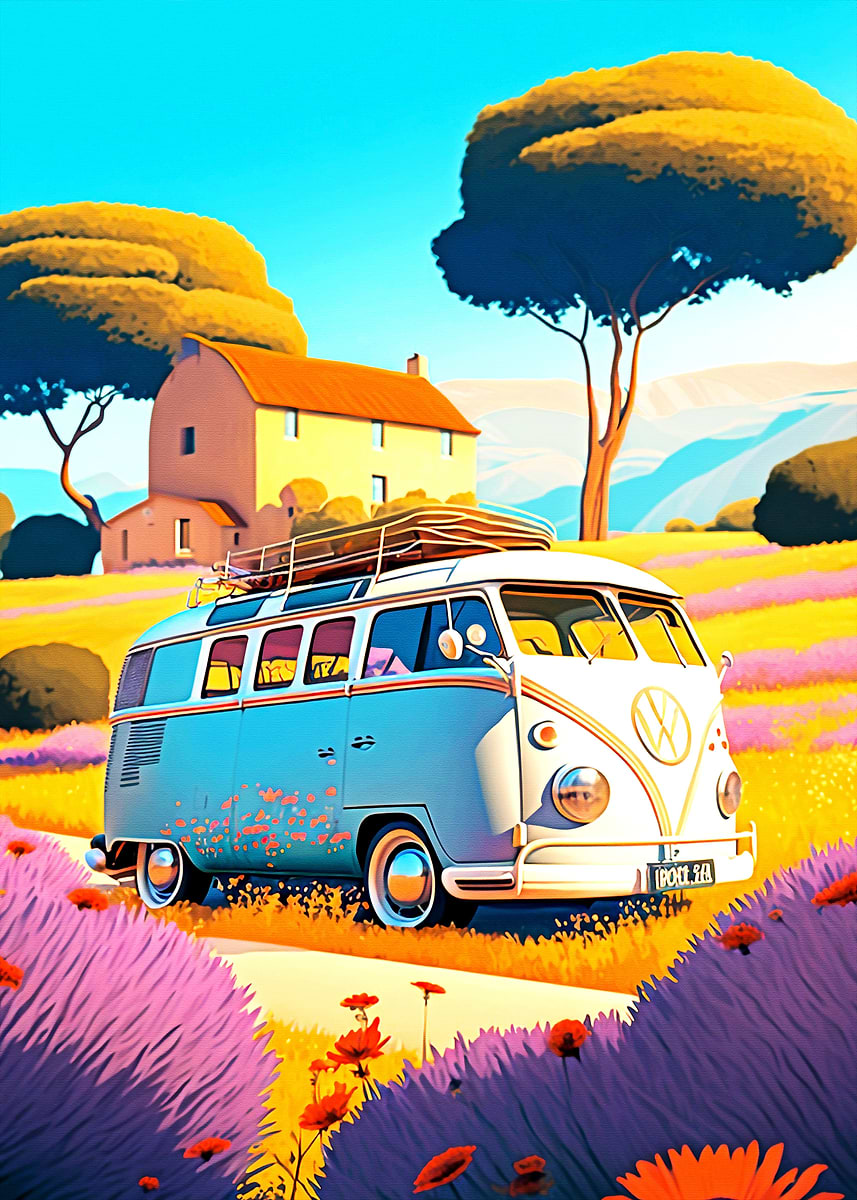 'Journey with bus' Poster, picture, metal print, paint by Nest ate ...