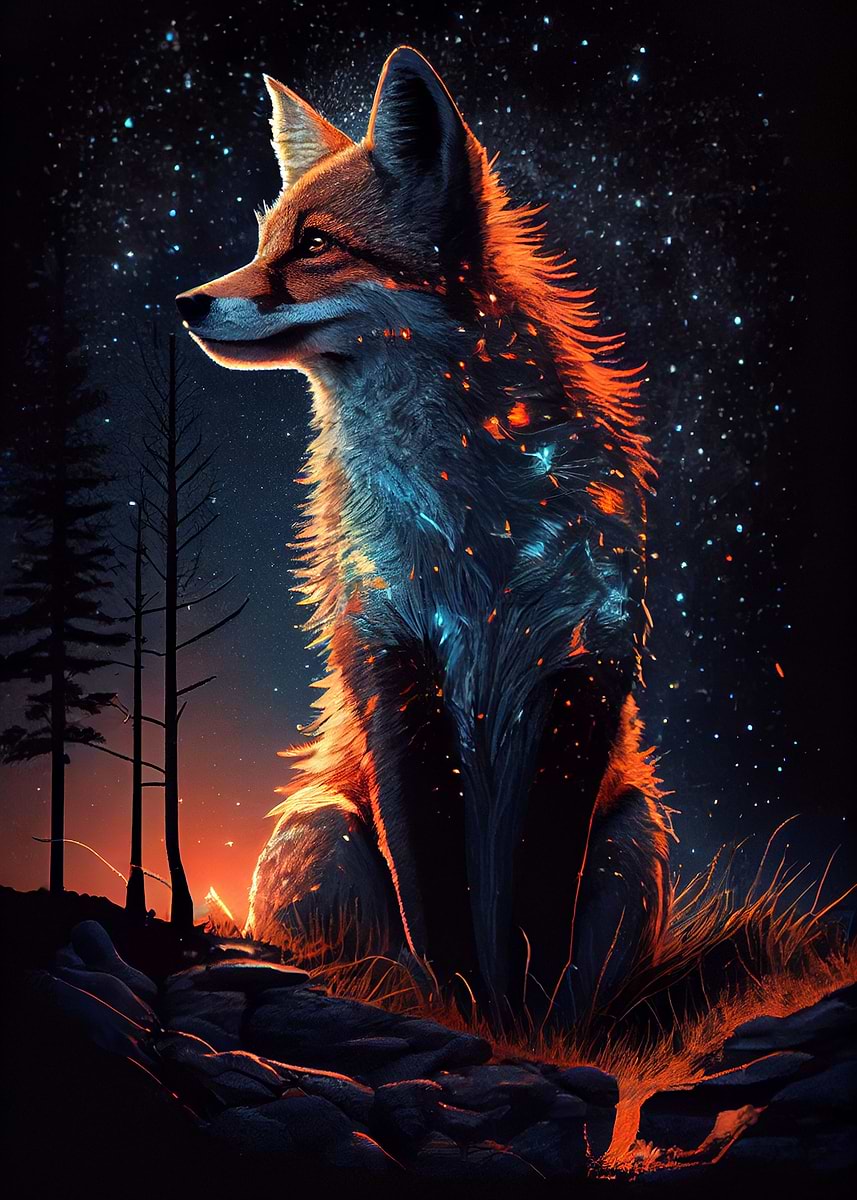 'Fox Lighting' Poster, picture, metal print, paint by DecoyDesign ...