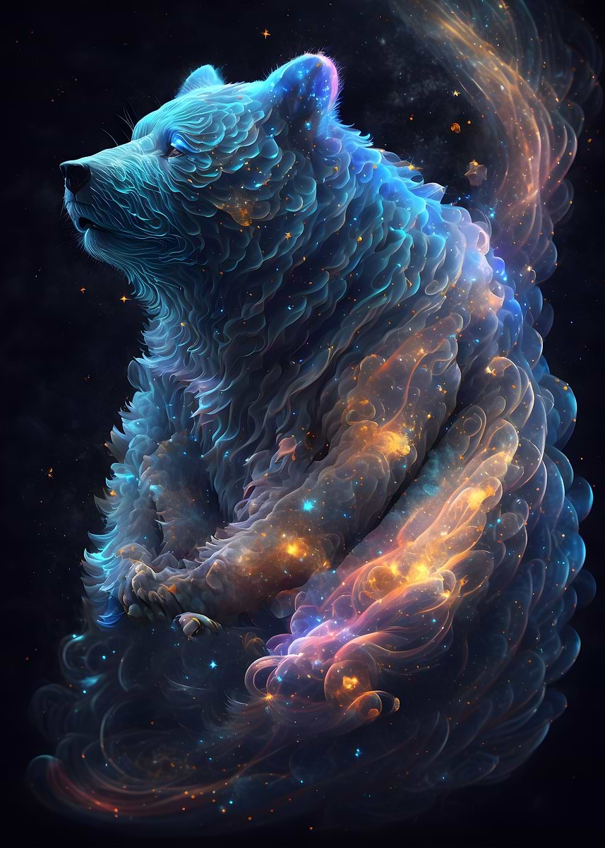 'Thinking Magic Bear' Poster, picture, metal print, paint by ...