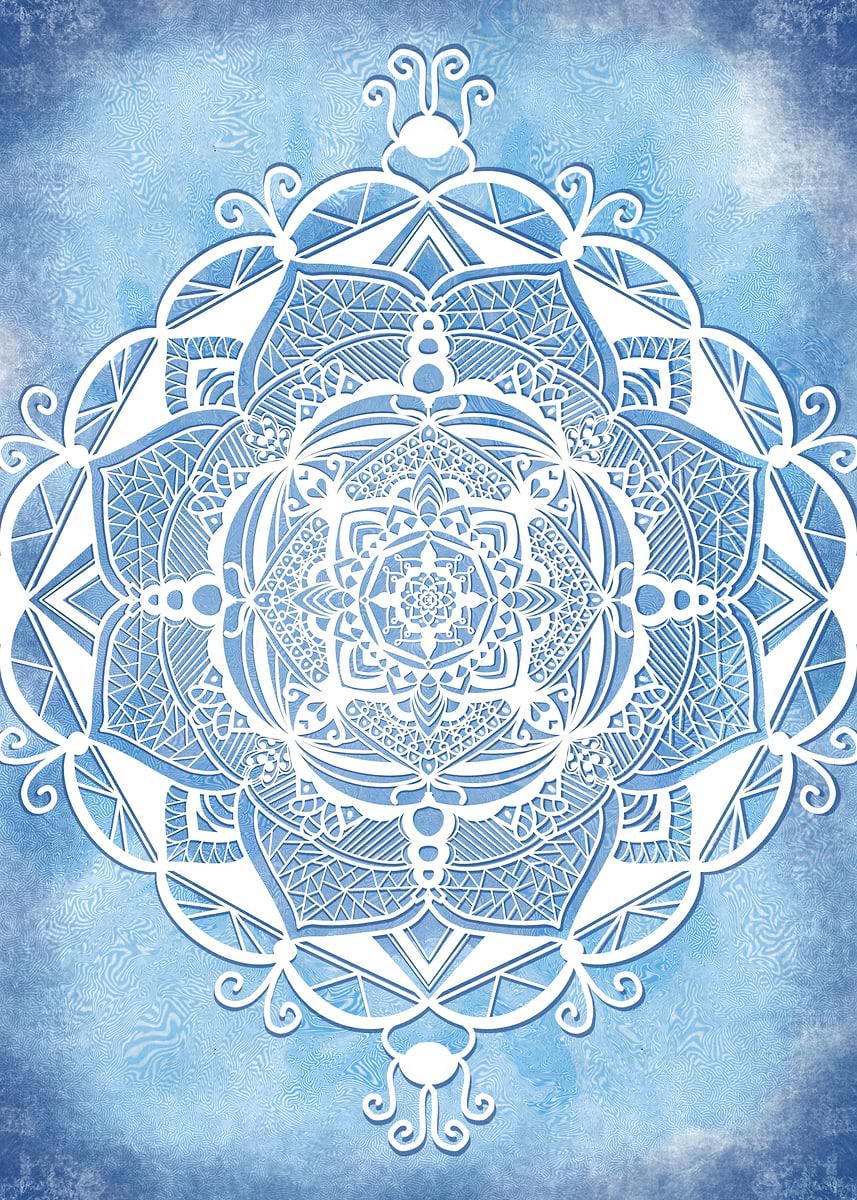 'Mandala Blue Smoke' Poster, picture, metal print, paint by Flows Art ...