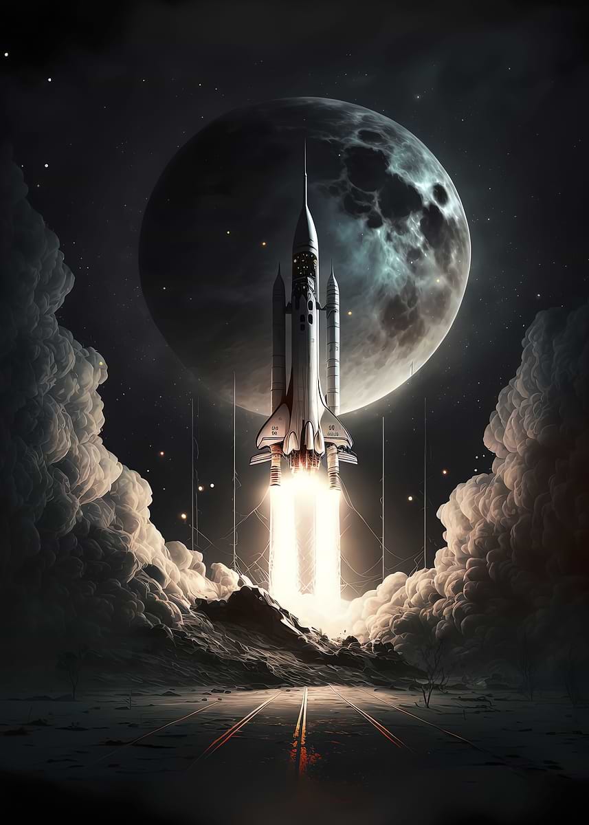 'Sleek space rocket' Poster, picture, metal print, paint by Hilda ...
