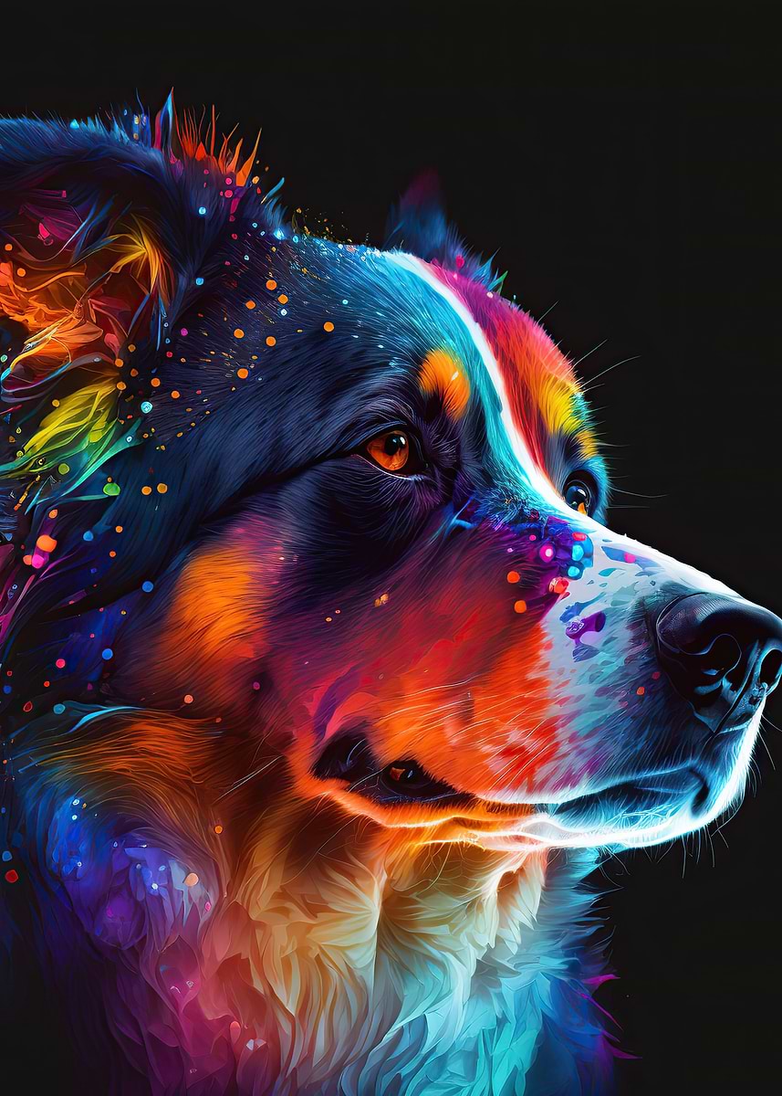 'Dog Neon Animal' Poster, picture, metal print, paint by Ahmet Thorpe ...