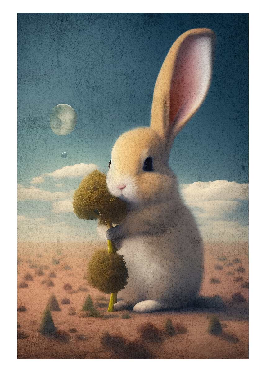 'rabbit' Poster, picture, metal print, paint by muhammad zaenal ...