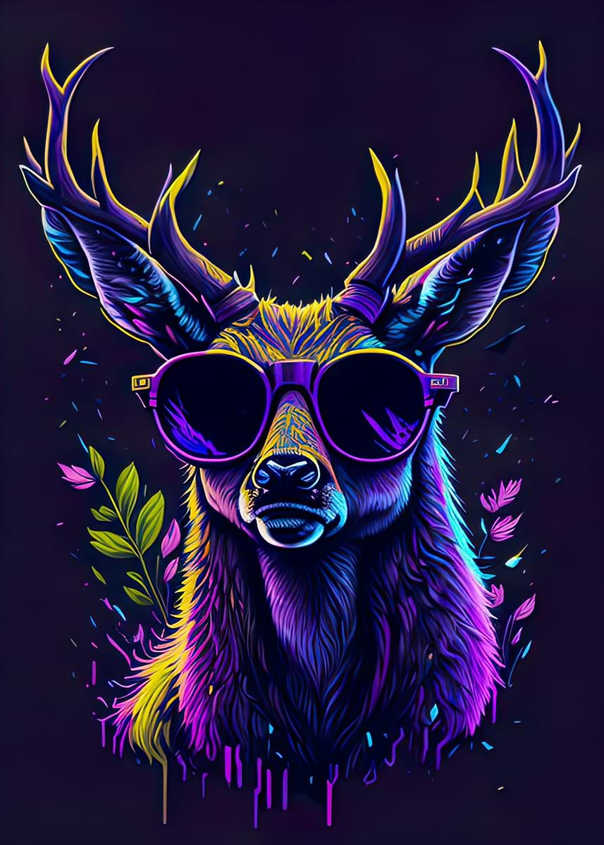 'Cute Whimsical Deer' Poster, picture, metal print, paint by Haru Udu ...