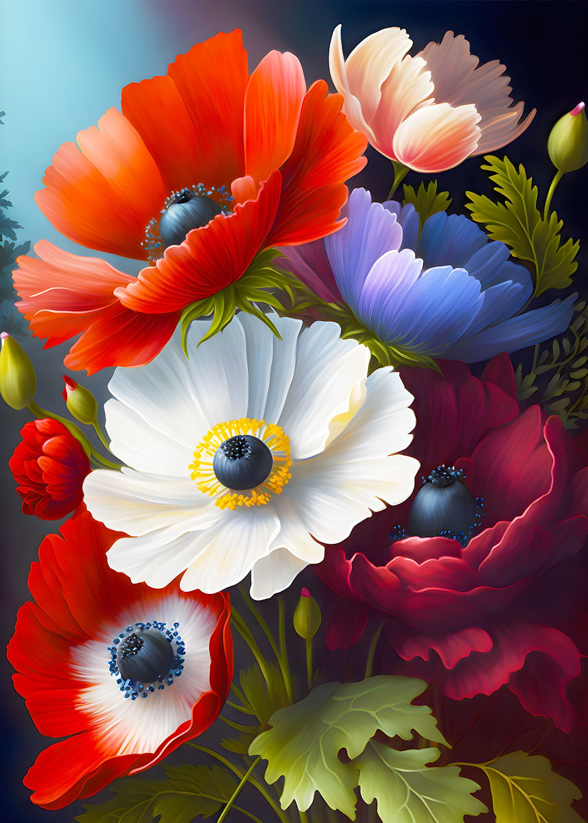 'Flowers Mom Mother Anemone' Poster, picture, metal print, paint by ...