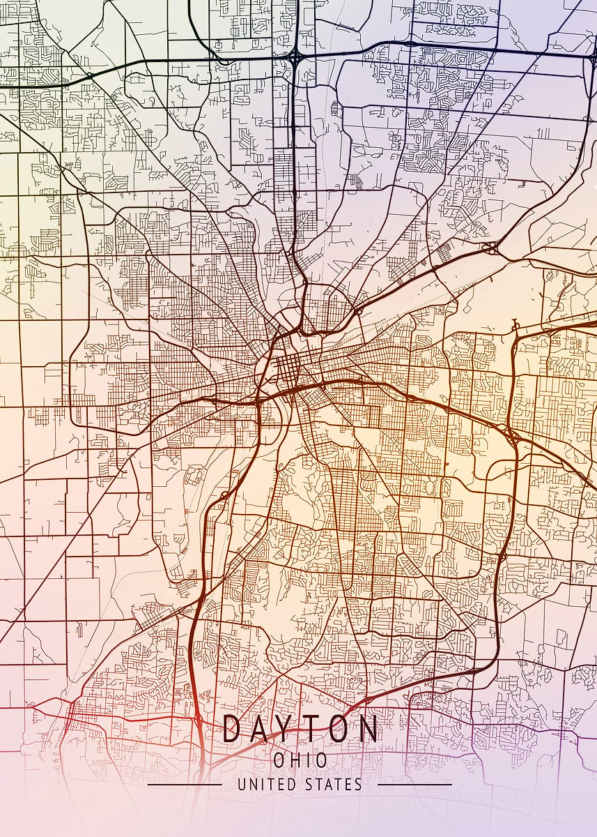 'Dayton Ohio USA City Map' Poster, picture, metal print, paint by Gigi ...