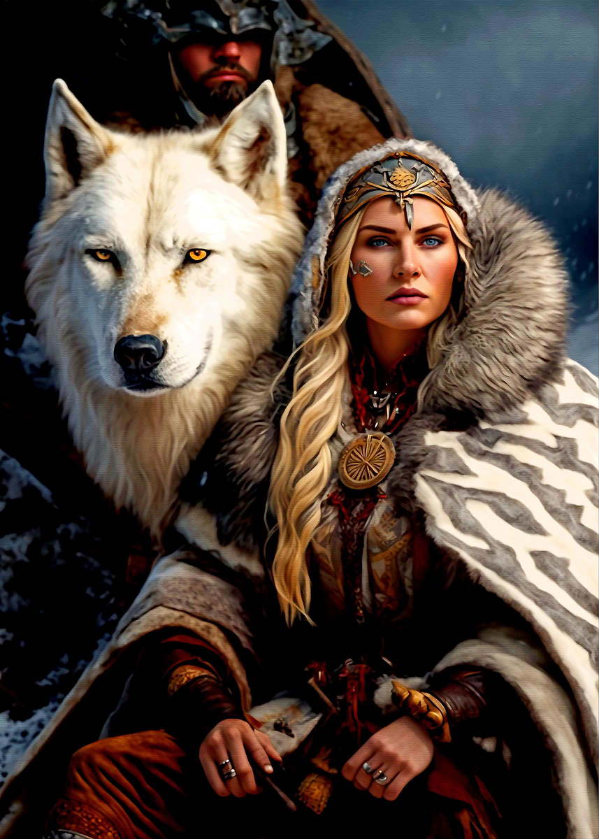 'Woman and Wolf' Poster, picture, metal print, paint by culinal dual ...