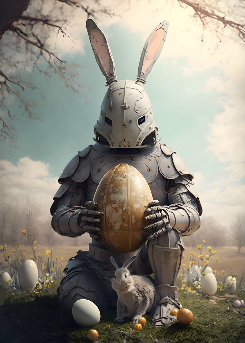 'Easter Robot Bunny ' Poster, picture, metal print, paint by Pink ...