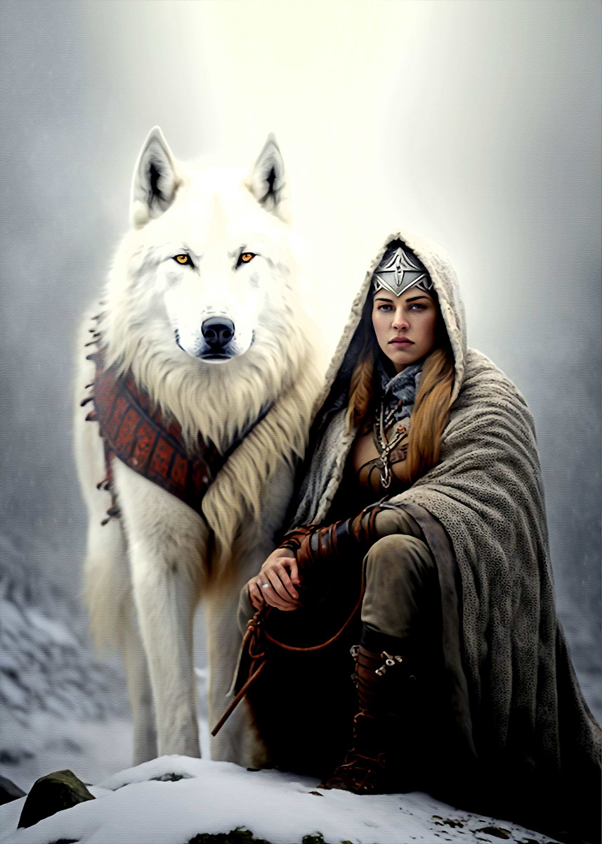 'Woman and Wolf' Poster, picture, metal print, paint by culinal dual ...