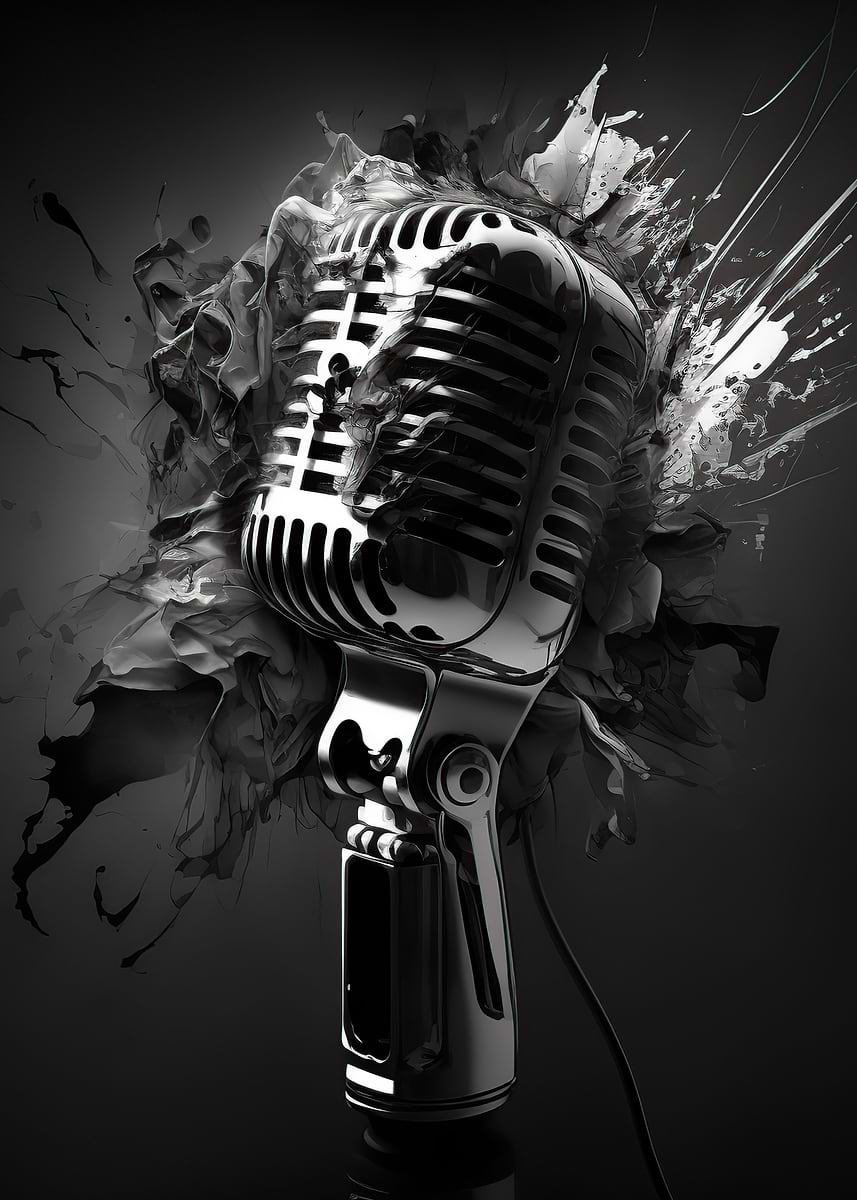 'microphone ' Poster, picture, metal print, paint by Minimalist Anime ...