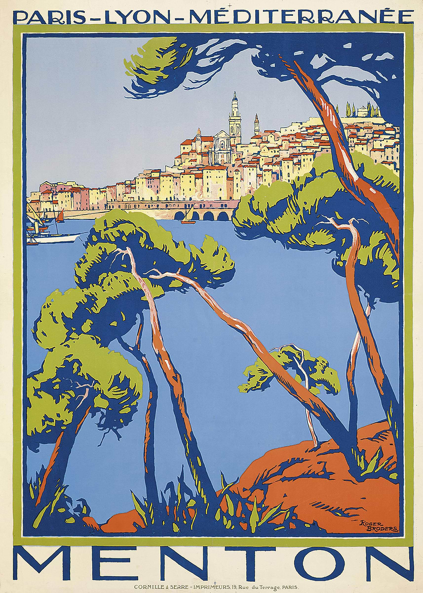 'Menton Travel Poster' Poster, picture, metal print, paint by Sam Kal ...