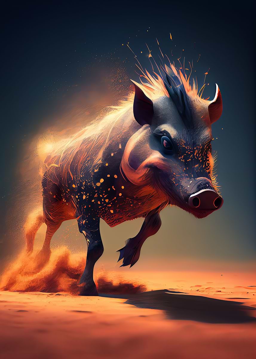 'Warthog on the Run' Poster, picture, metal print, paint by Scott ...