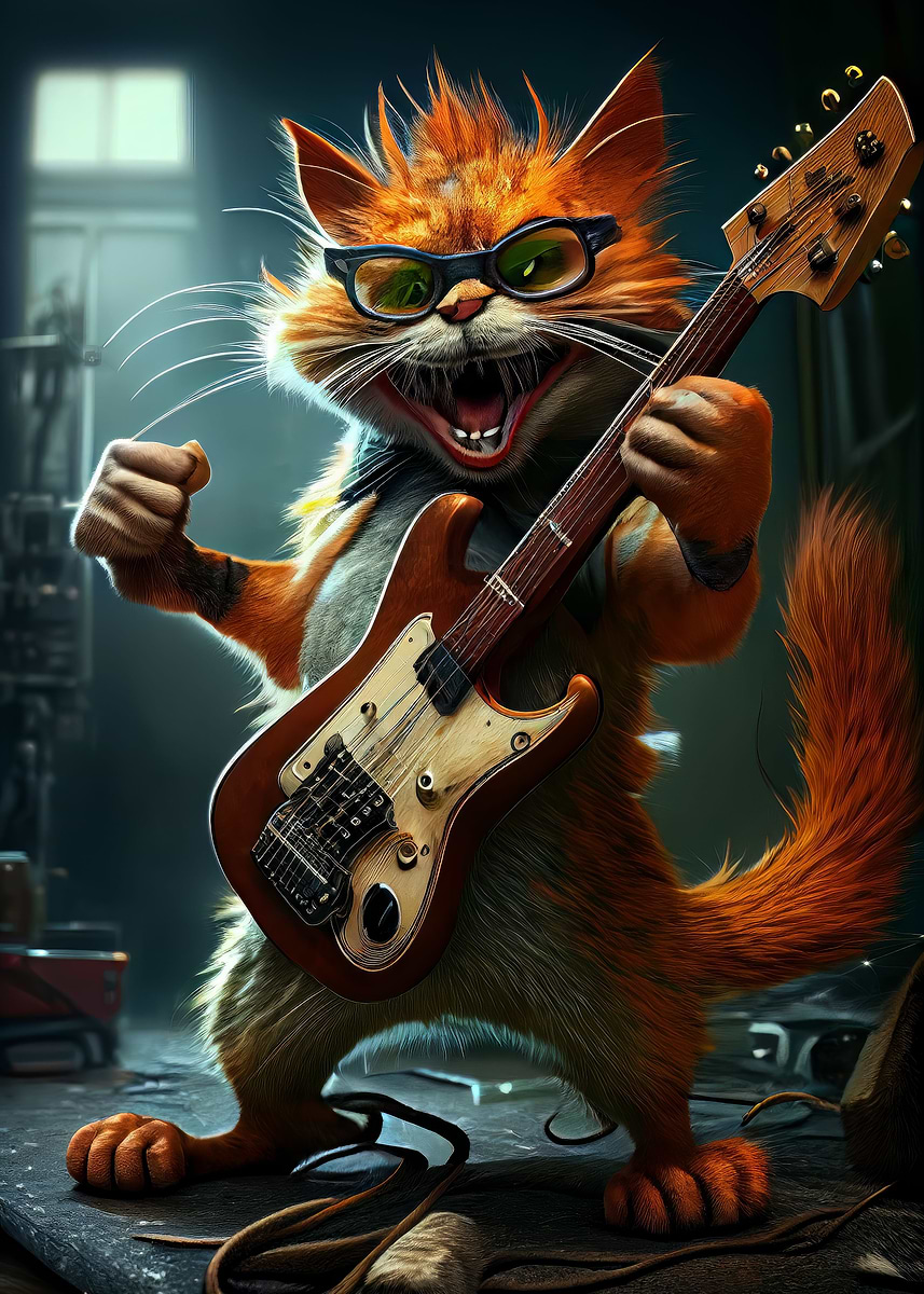 'Rock N Roll Cool Cat 6' Poster, picture, metal print, paint by Scott ...