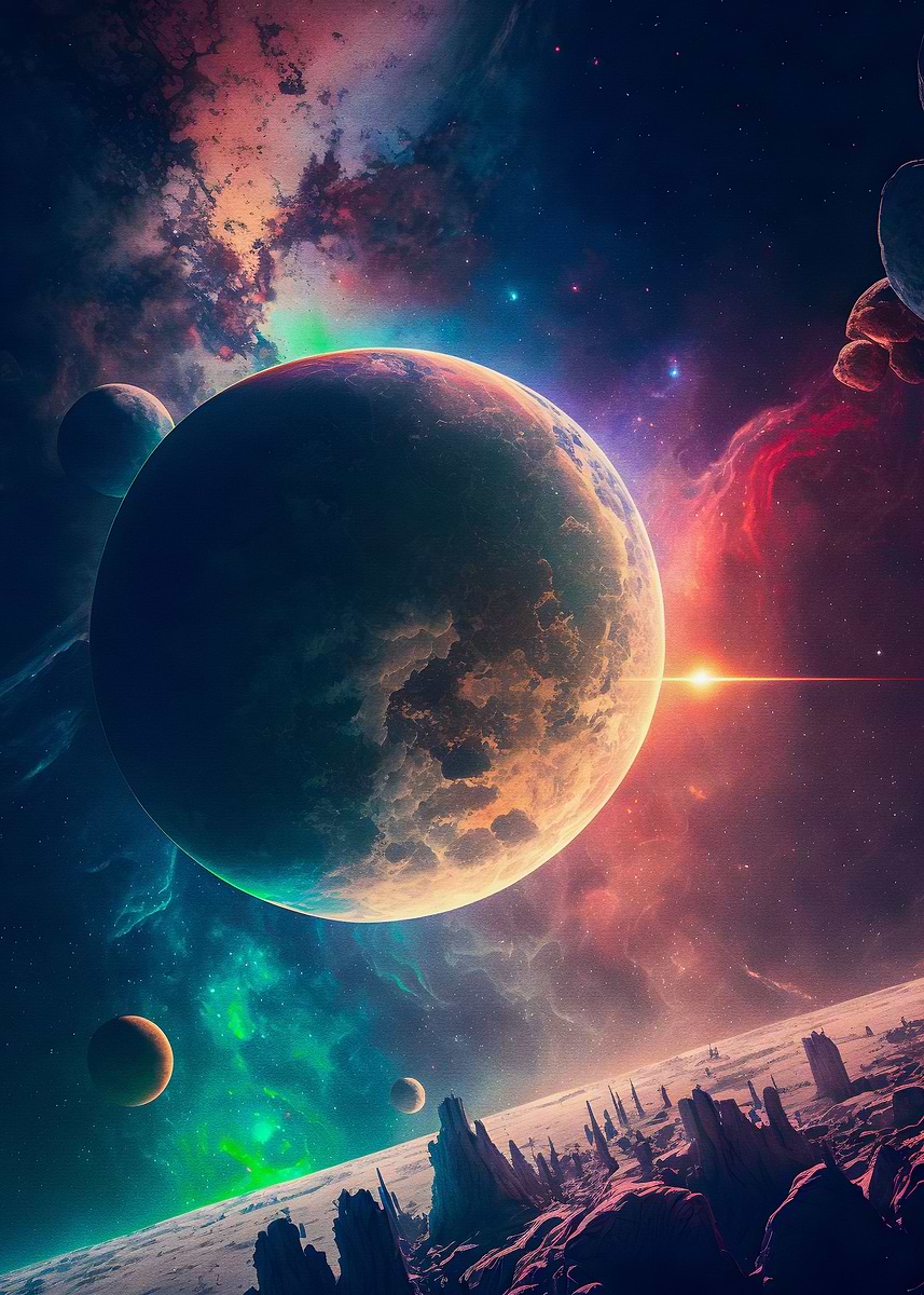 'Planets in space' Poster, picture, metal print, paint by Muhammad ...