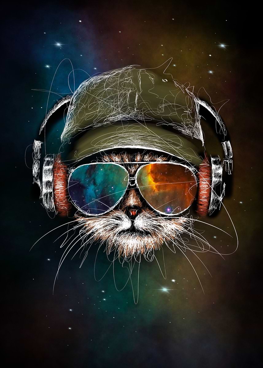 'Space rapper cat' Poster, picture, metal print, paint by yunur mawan ...
