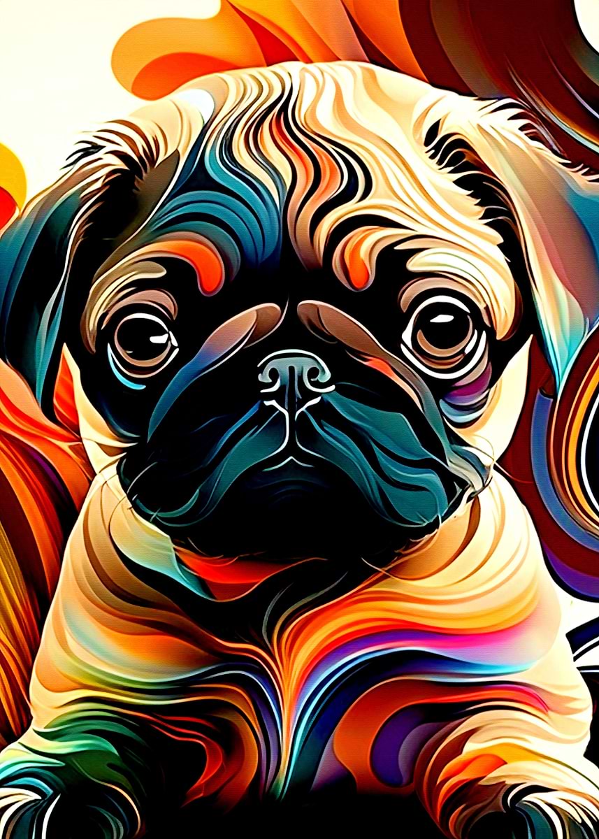 'Pug Dog' Poster, picture, metal print, paint by thanh phu | Displate