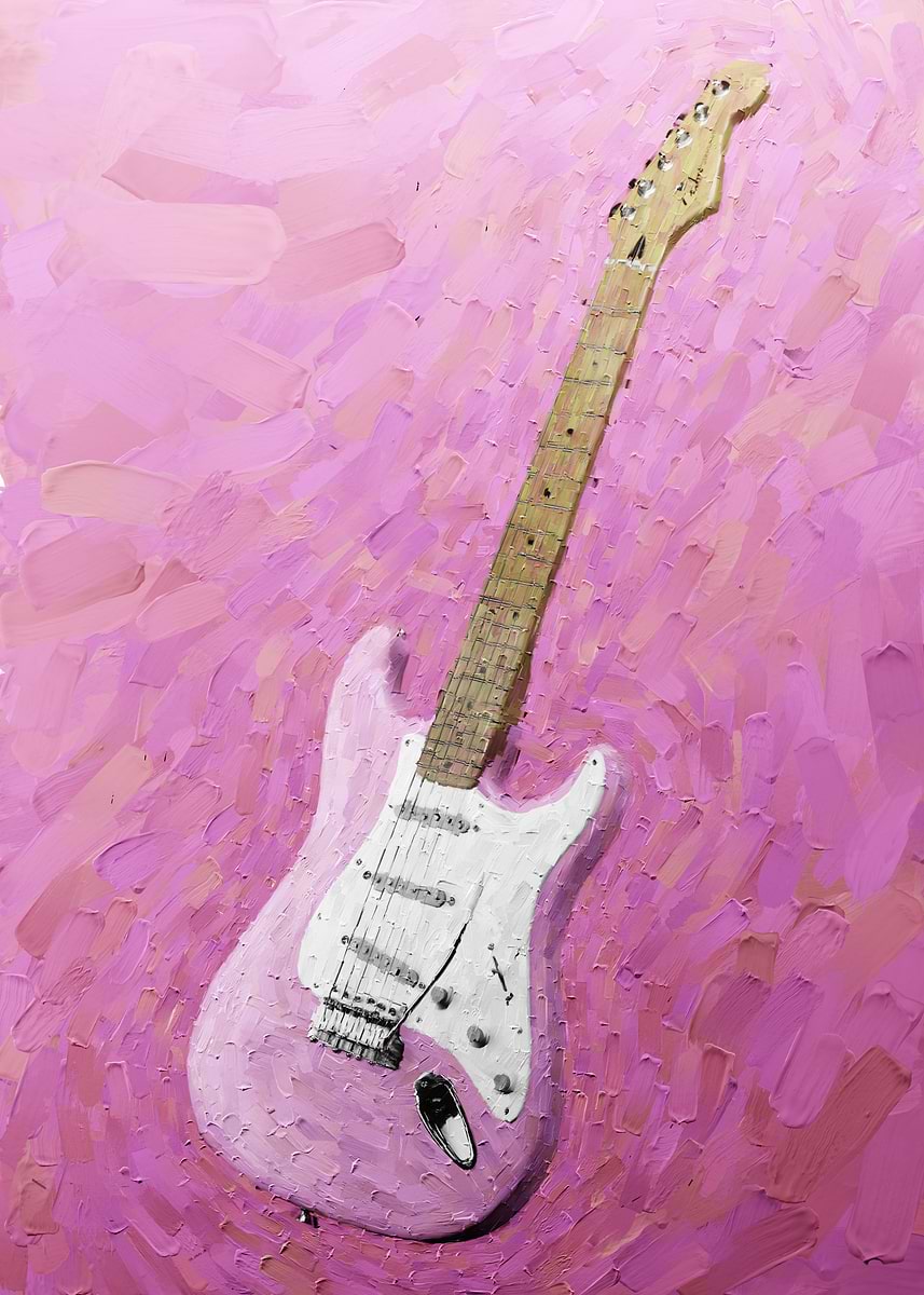 'Pink Fender Stratocaster' Poster, picture, metal print, paint by Jakub ...