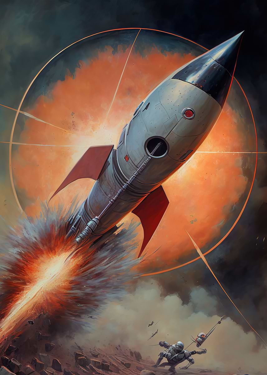 'Space Launch Rocket Clouds' Poster, picture, metal print, paint by ...