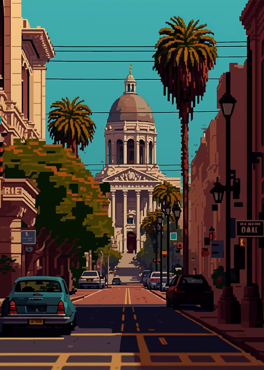 'Pasadena Pixel art' Poster, picture, metal print, paint by Mdisplate ...