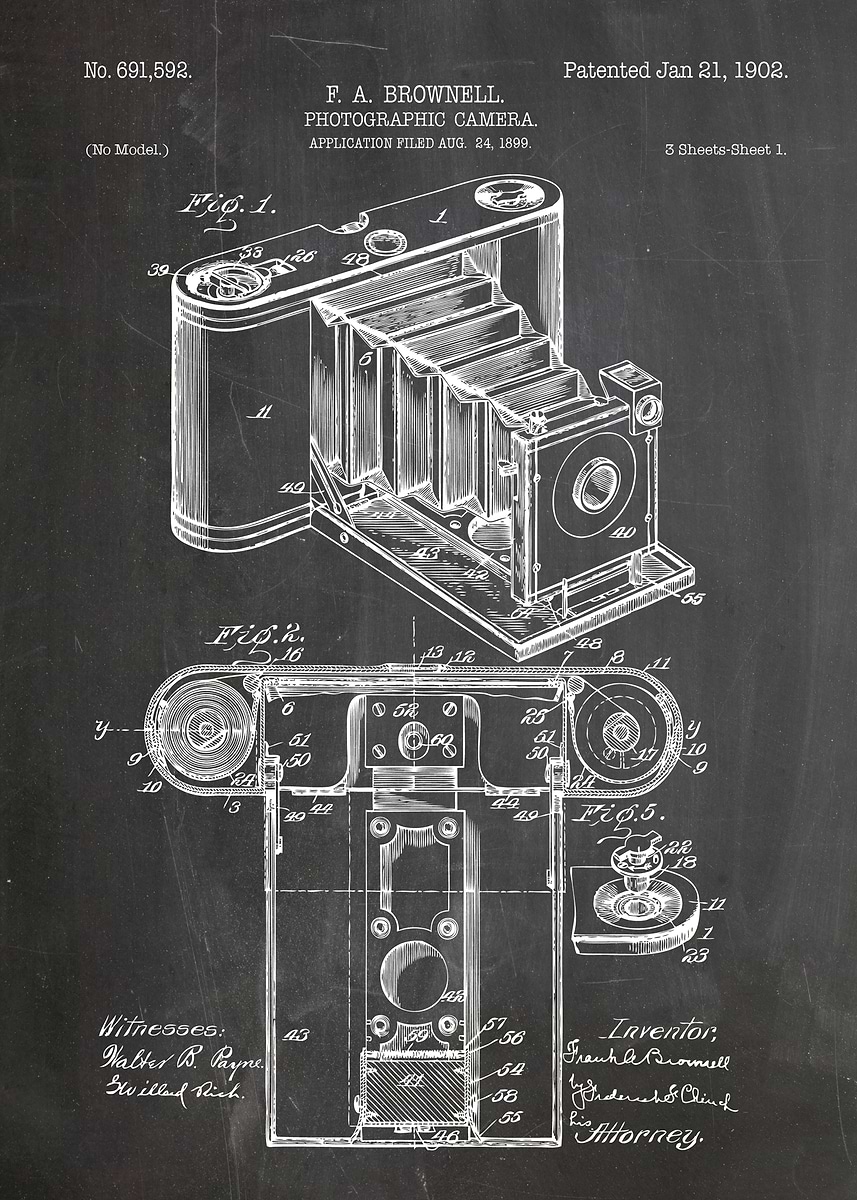 'photopgrahic camera patent' Poster, picture, metal print, paint by ...