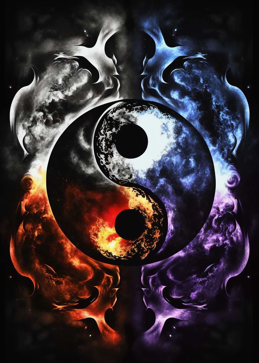 'Elemental Yin Yang' Poster, picture, metal print, paint by Cybronauts ...