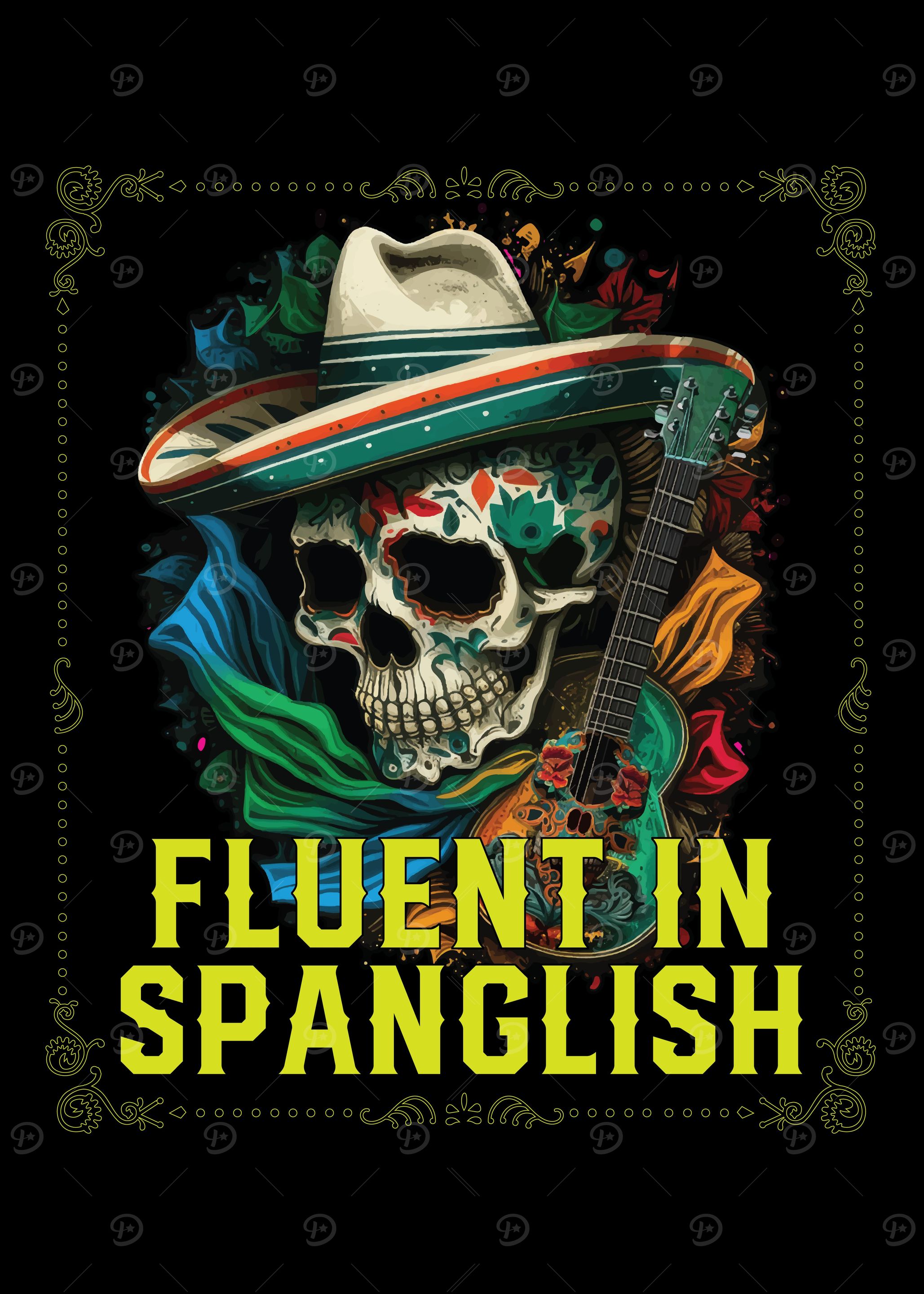 'Fluent in Spanglish USA' Poster, picture, metal print, paint by ...