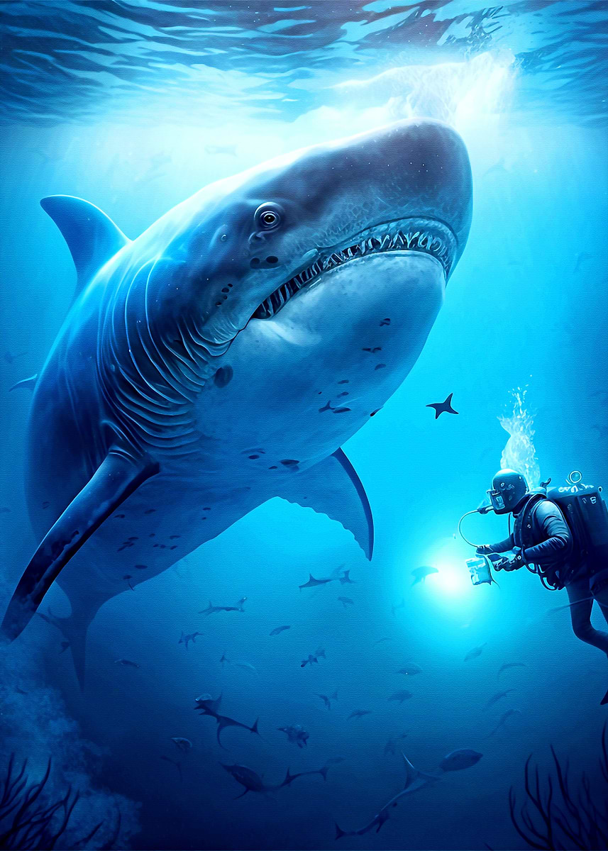 'Shark' Poster, picture, metal print, paint by bds land | Displate