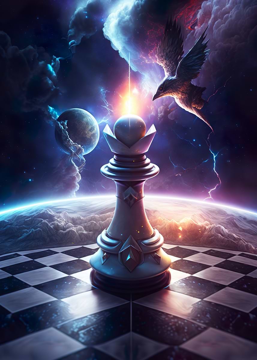 'Chess Bishop in Space' Poster, picture, metal print, paint by ...