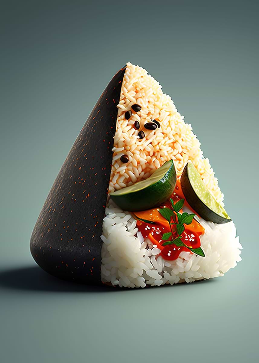 'onigiri ' Poster, picture, metal print, paint by Eudora | Displate