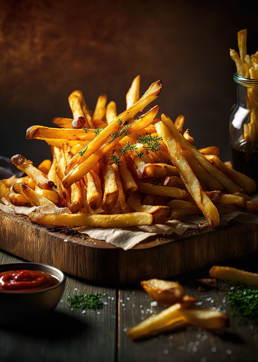 'fries ' Poster, picture, metal print, paint by Jena | Displate