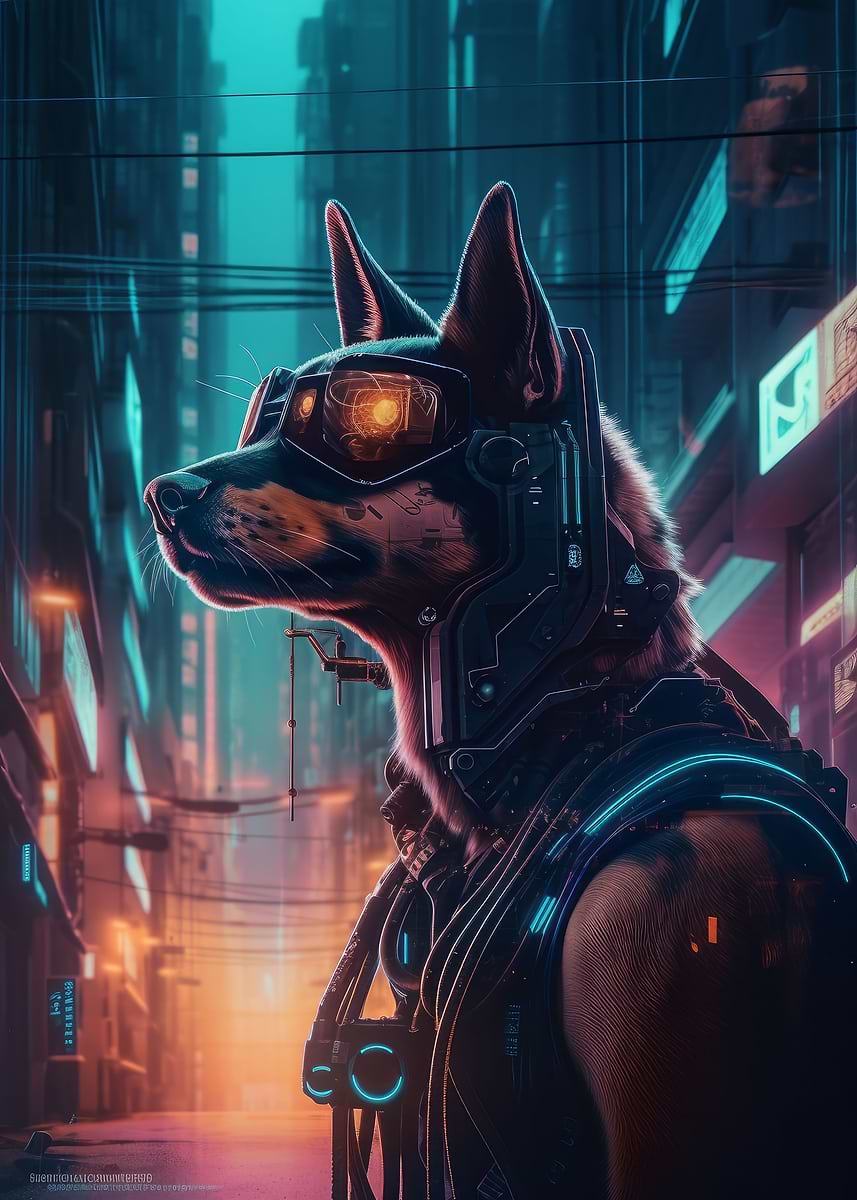 'Cyberpunk Dog' Poster, picture, metal print, paint by BnWDesigner ...