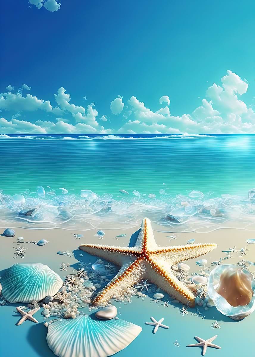 'beautiful beach' Poster, picture, metal print, paint by King Kean ...