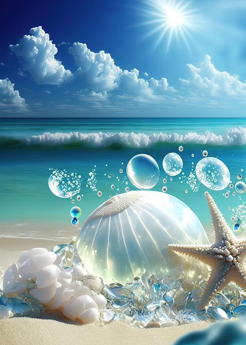 'beautiful beach' Poster, picture, metal print, paint by deidrera cheal ...